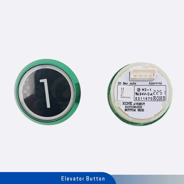 KONE Elevator First Floor Button KM5107109H03 Green Collar Black Shell ...